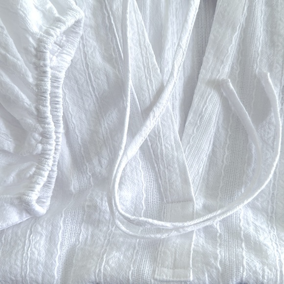 LOFT | Tops | White Lacy Striped Blouse | Poshmark